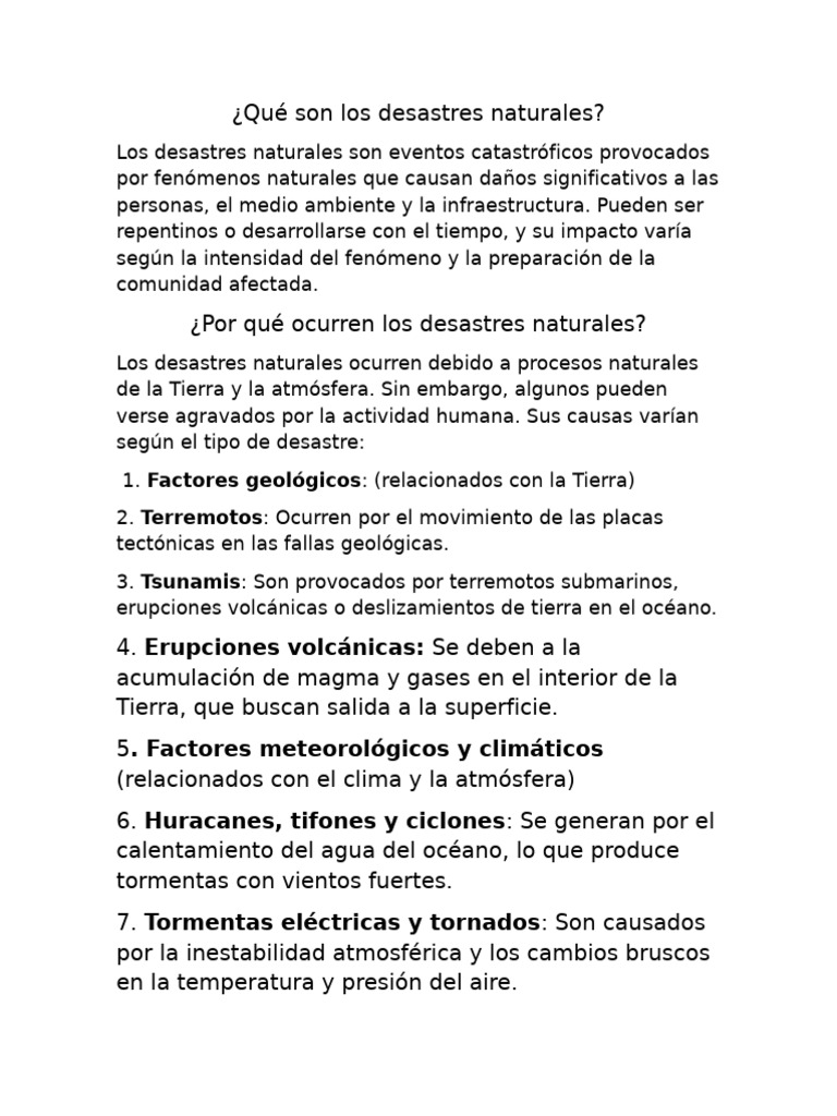 Desastres Naturales: Causas y Efectos | PDF | Desastres naturales ...