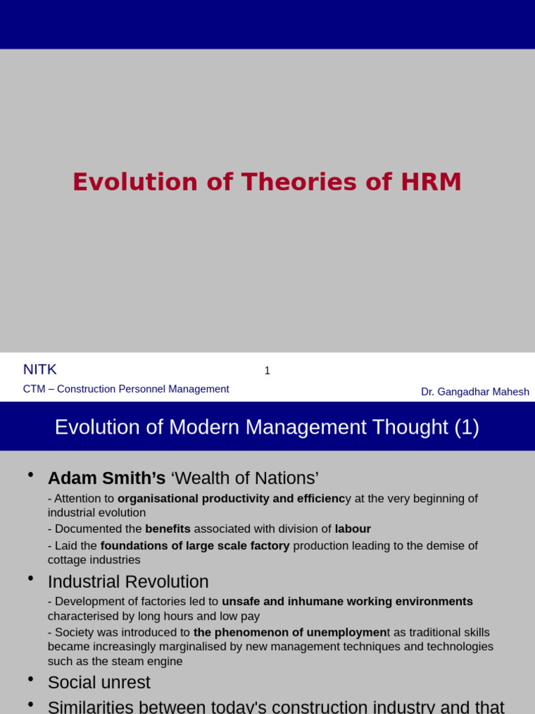 Evolution of Theories of Human Resource Management | PDF | Human ...