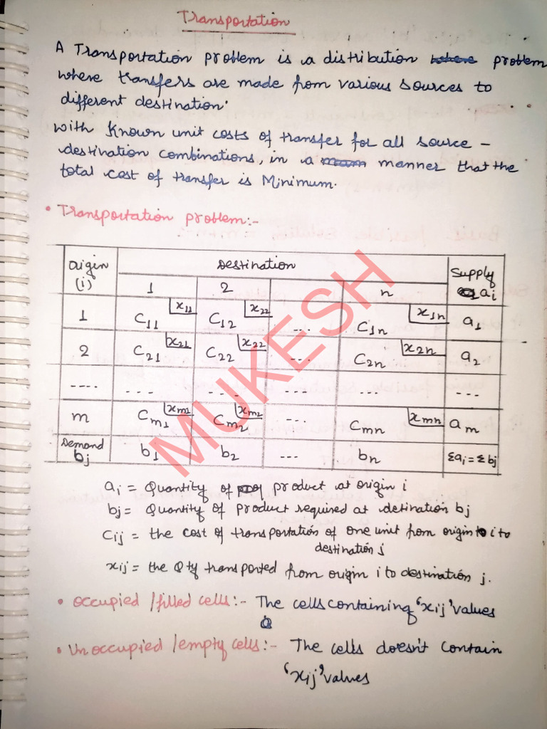 Unit - III Transportation Problem | PDF | Applied Mathematics | Algorithms
