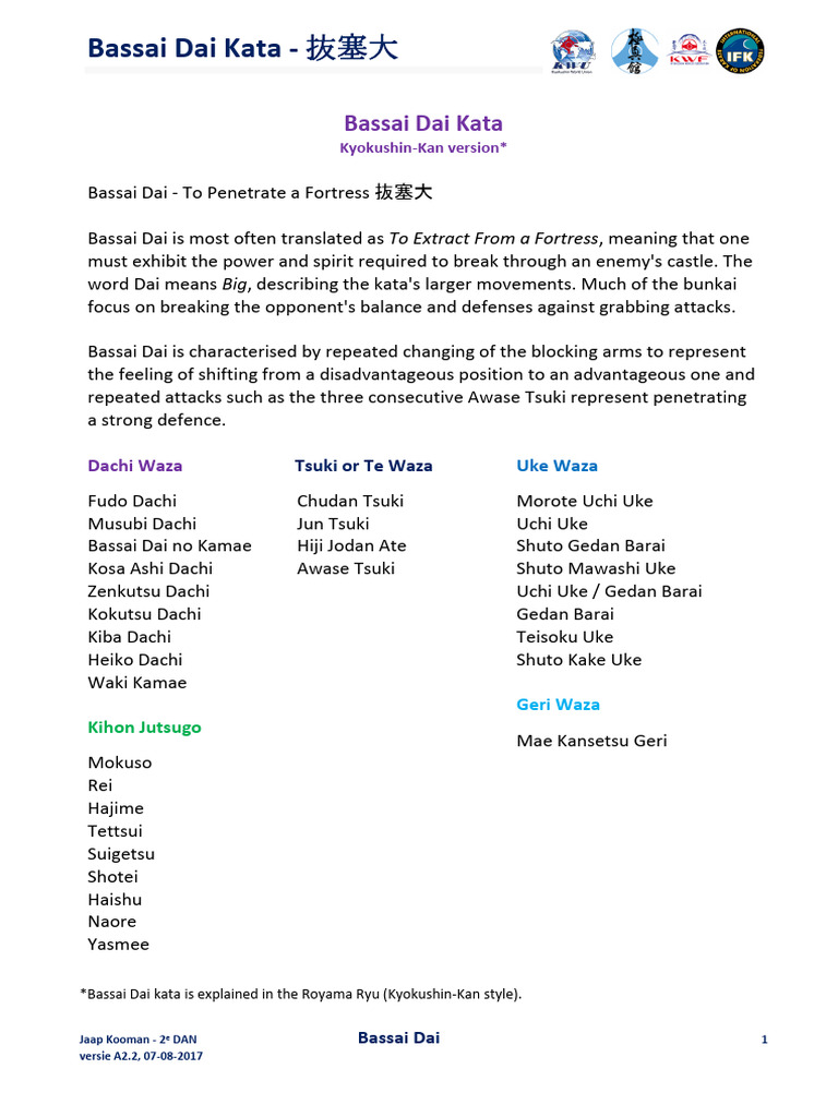 Bassai Dai v2 | PDF | Kata | East Asian Martial Arts