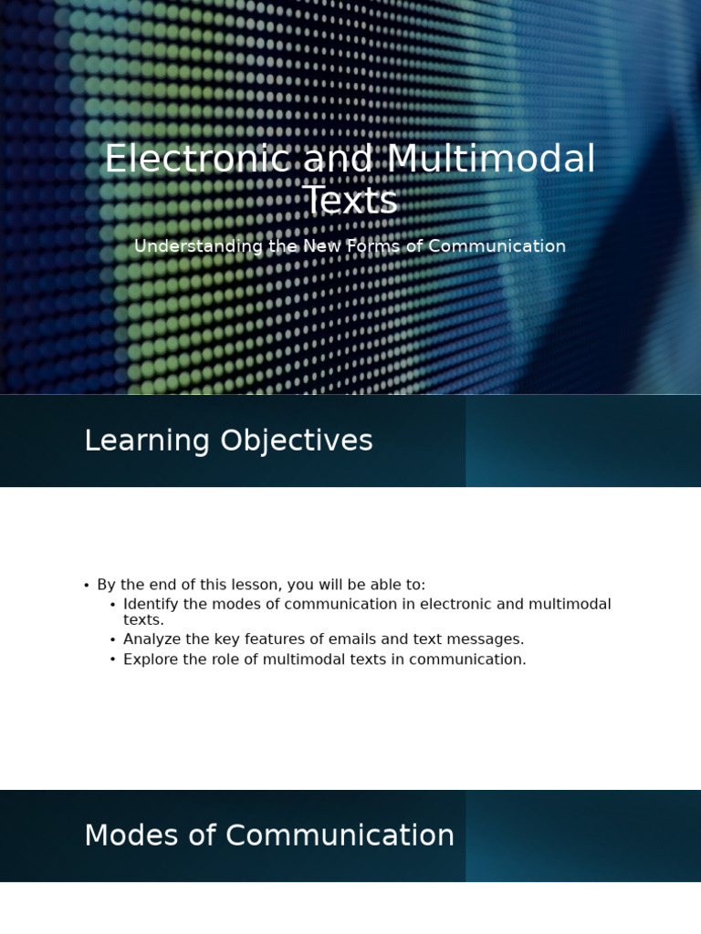 Electronic and Multimodal Texts | PDF | Communication | Human Communication