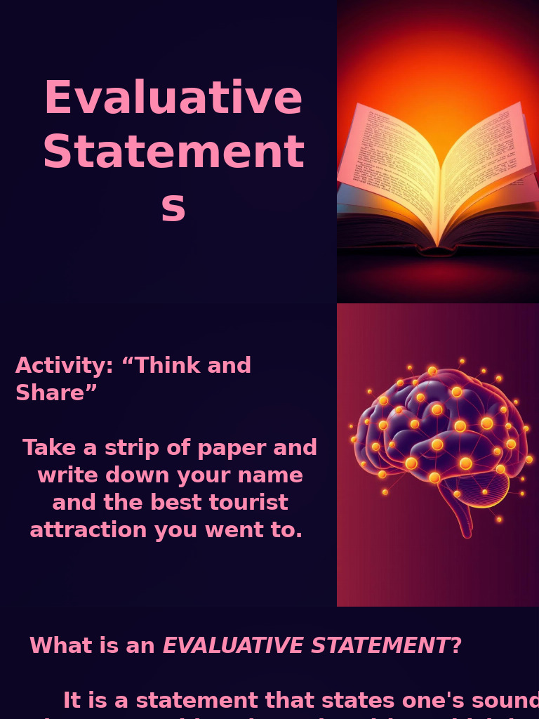 Evaluative Statements | PDF | Poetry | Psychology