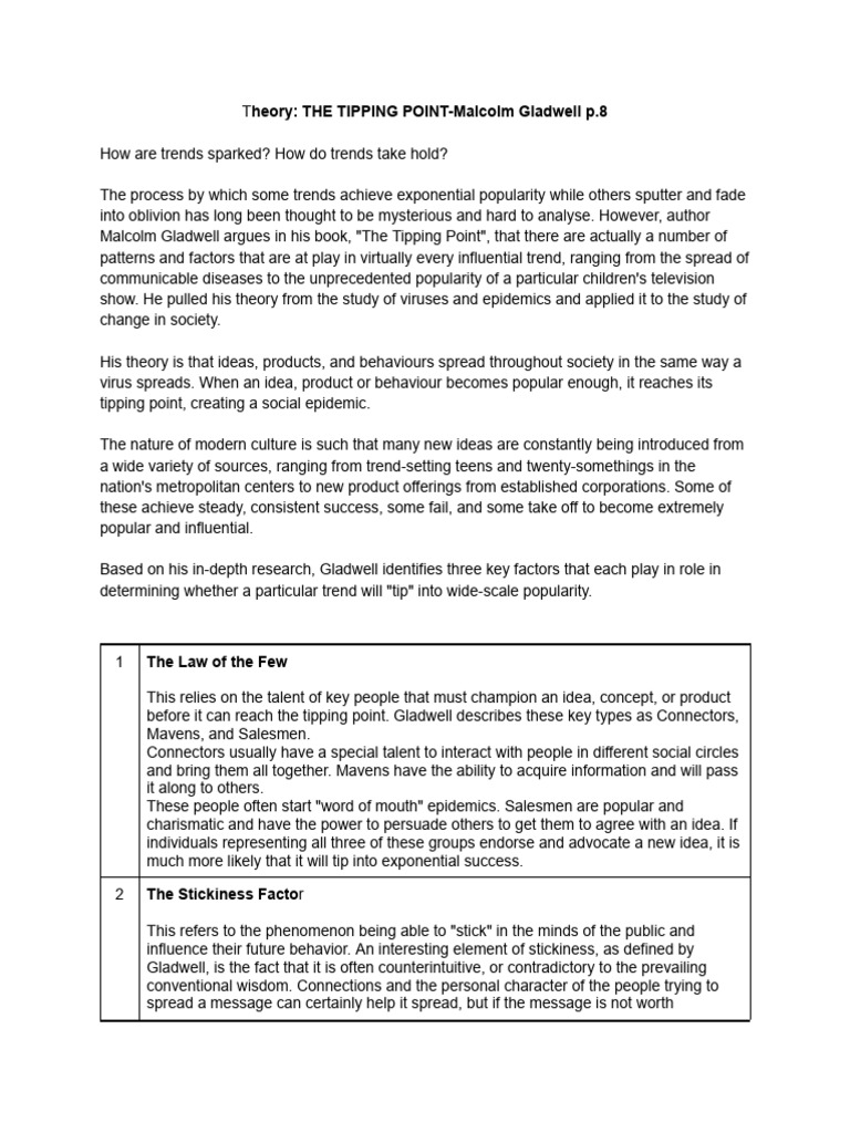 Theory: THE TIPPING POINT | PDF | Psychology | Behavioural Sciences