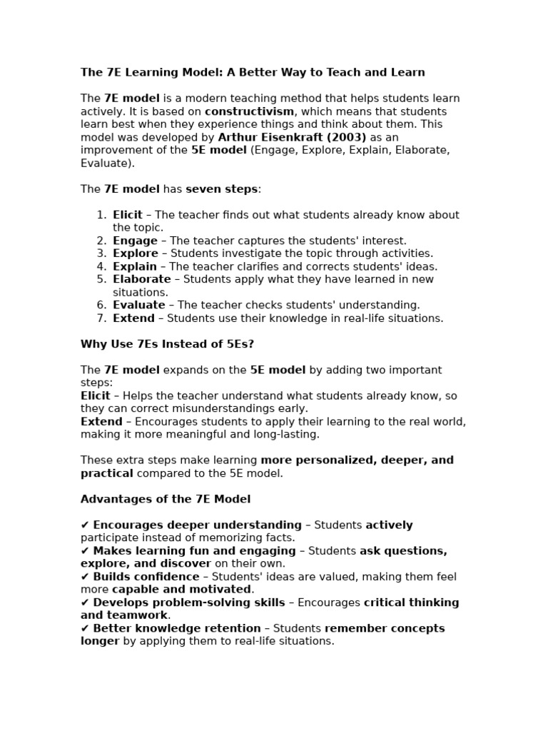 Engaging Students with the 7E Model | PDF | Learning | Teaching Method