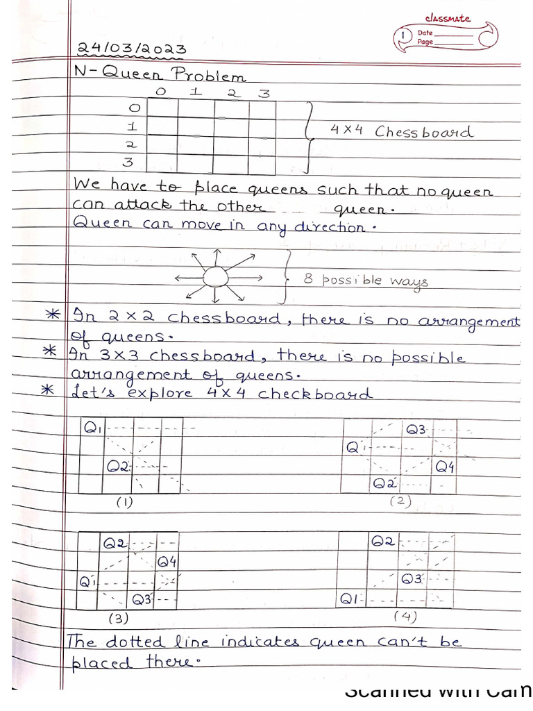 Backtracking N Queens Problem 24th March 2023 | PDF