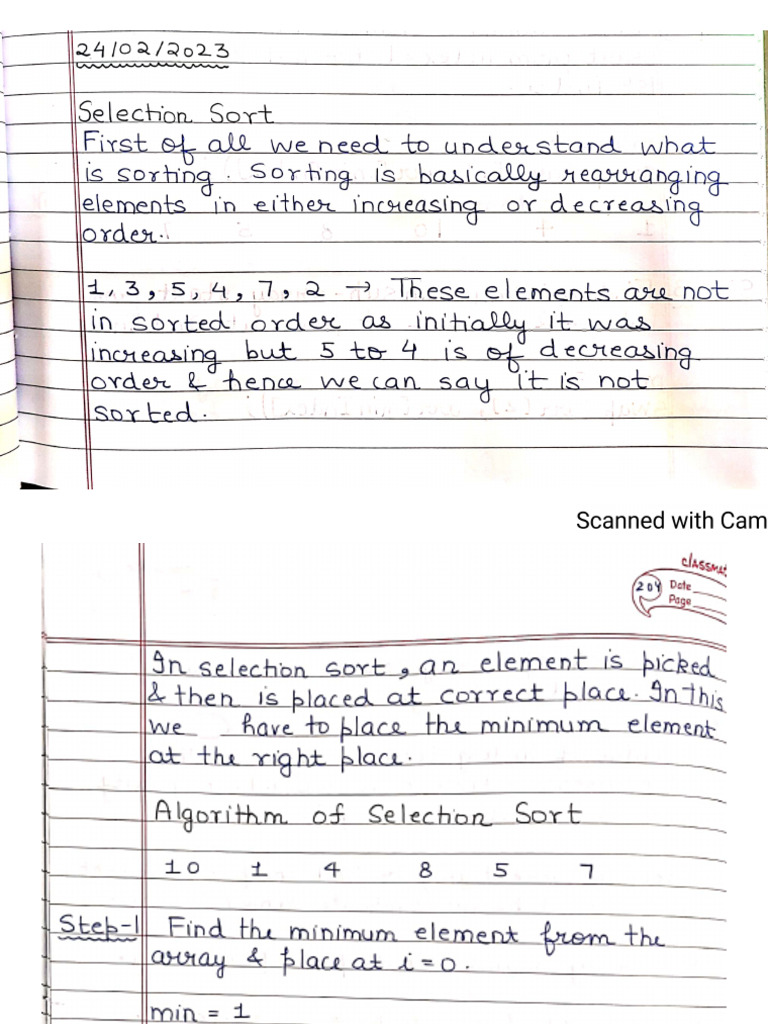 Searching & Sorting HandwrittenNotes Notes | PDF