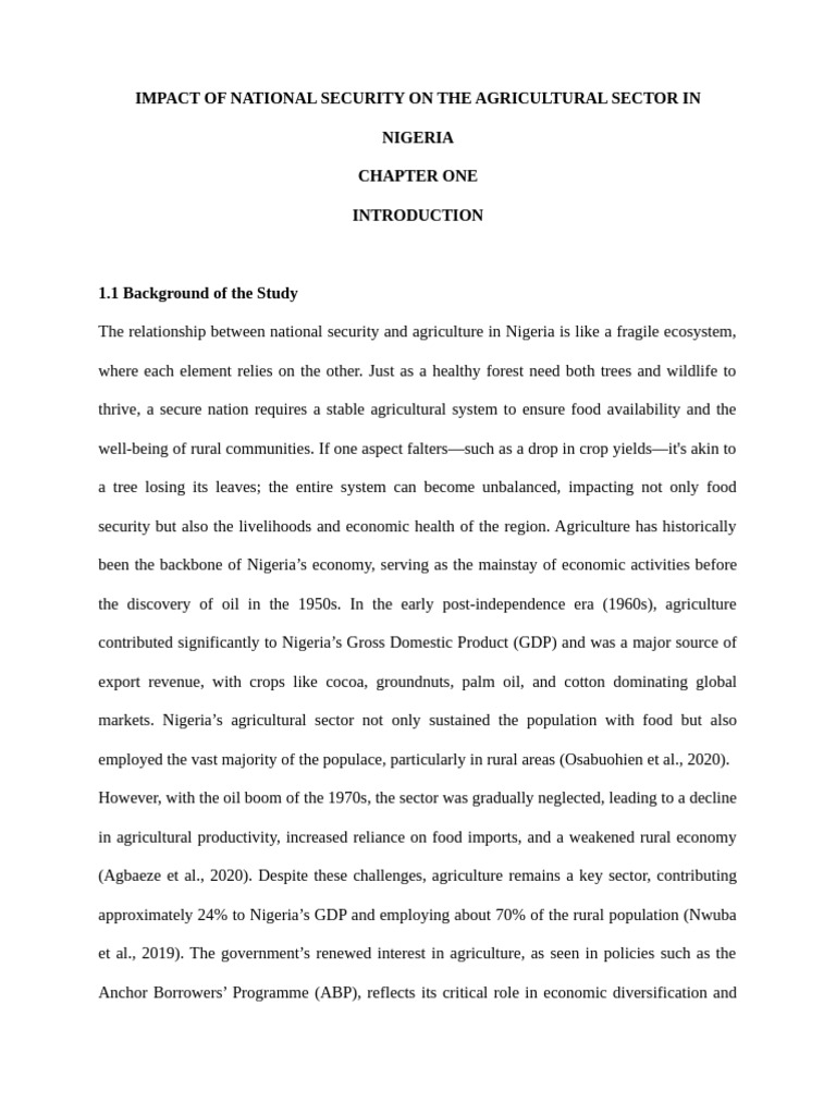 Research Report On Impact of National Security On The Agricultural ...