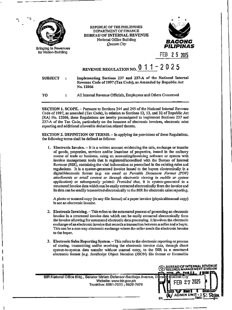 RR No. 11-2025 | PDF