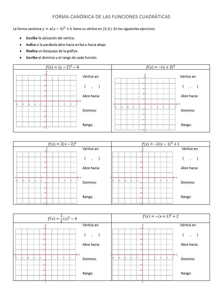 Forma Canónica de Las Funciones Cuadráticas | PDF | Geometría analítica ...