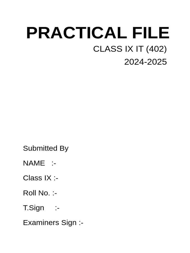 CLASS IX IT Cover Page | PDF