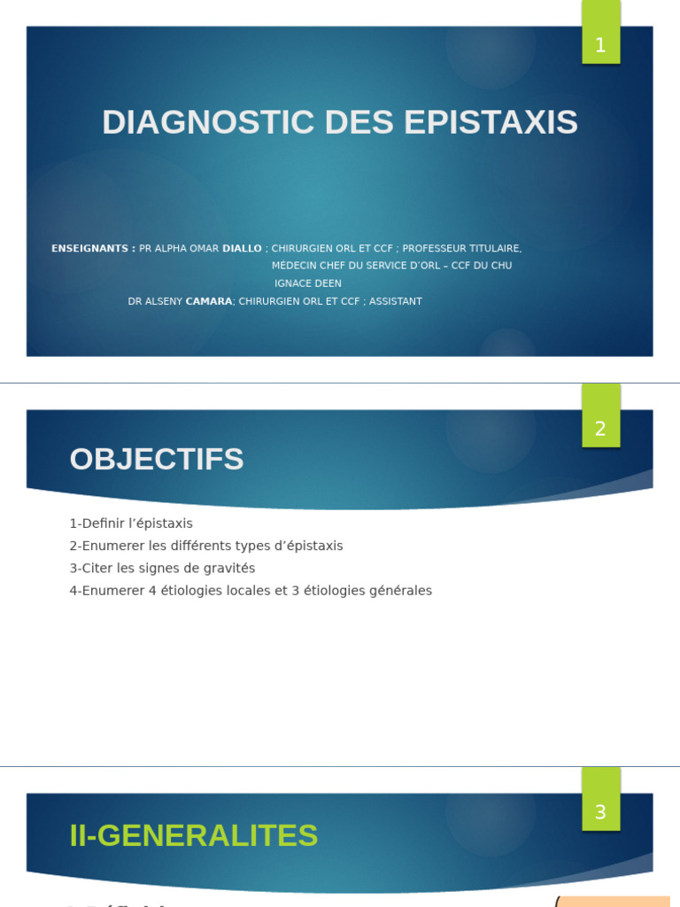 Diagnostic de l'Épistaxis | PDF | Saignement | Médecine clinique