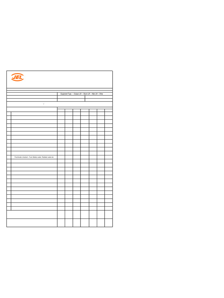 JEL-HSE-Form-015-Daily MEWP Inspection Checklist | PDF | Manufactured Goods