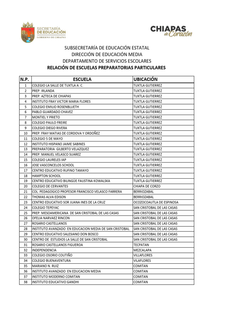 Relacion de Escuelas Preparatorias 2024 | PDF | México