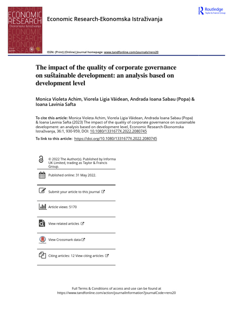 The Impact of The Quality of Corporate Governance On Sustainable ...
