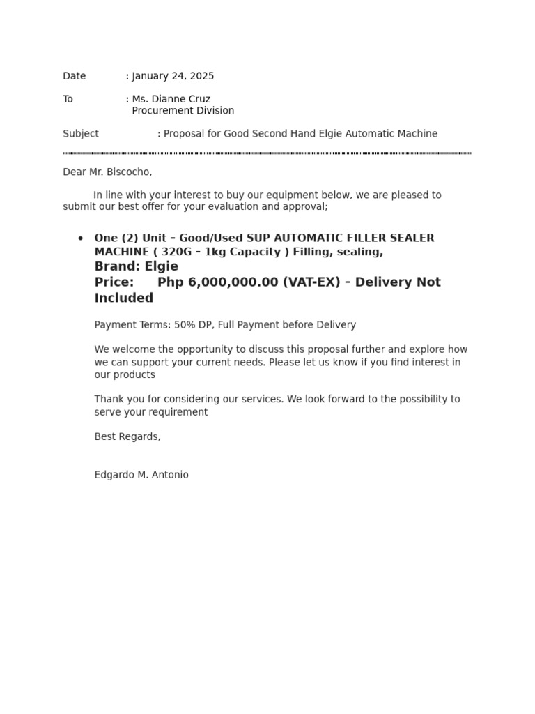 Proposal Elgie Machine January 24,2025 | PDF