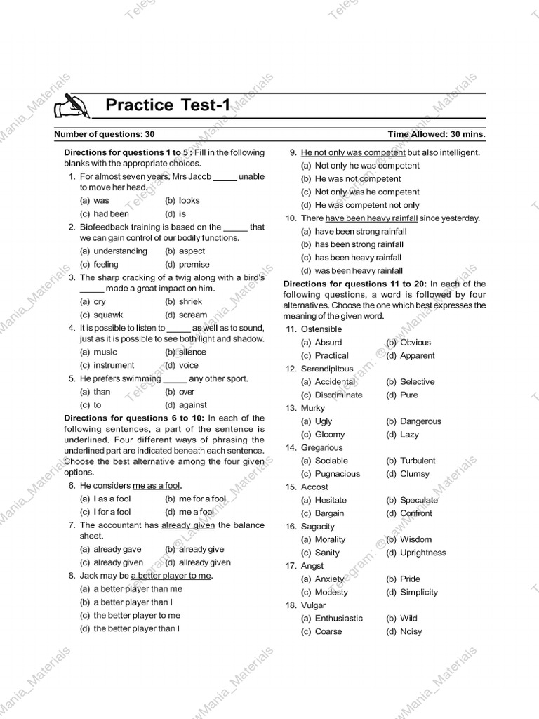 English Practice Test Series | PDF