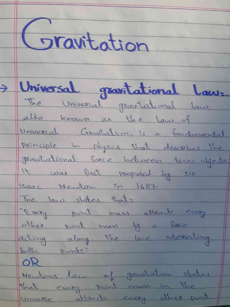 Chapter 5 Mechanics Gravitation Notes | PDF