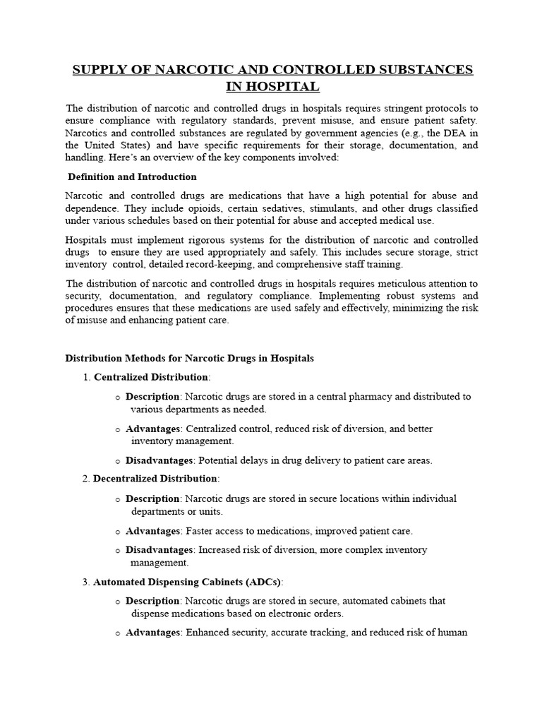 3B. Supply of Narcotic and Controlled Substances in Hospital | PDF ...
