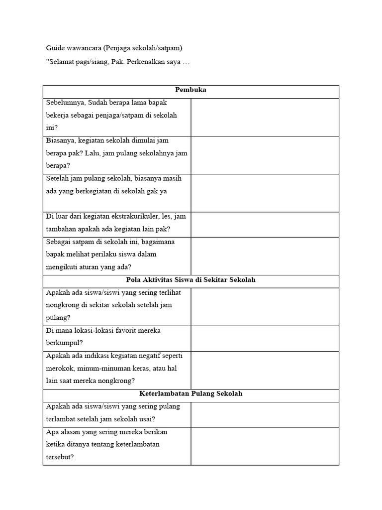 Guide Wawancara SMAN 7 KOTA BOGOR | PDF