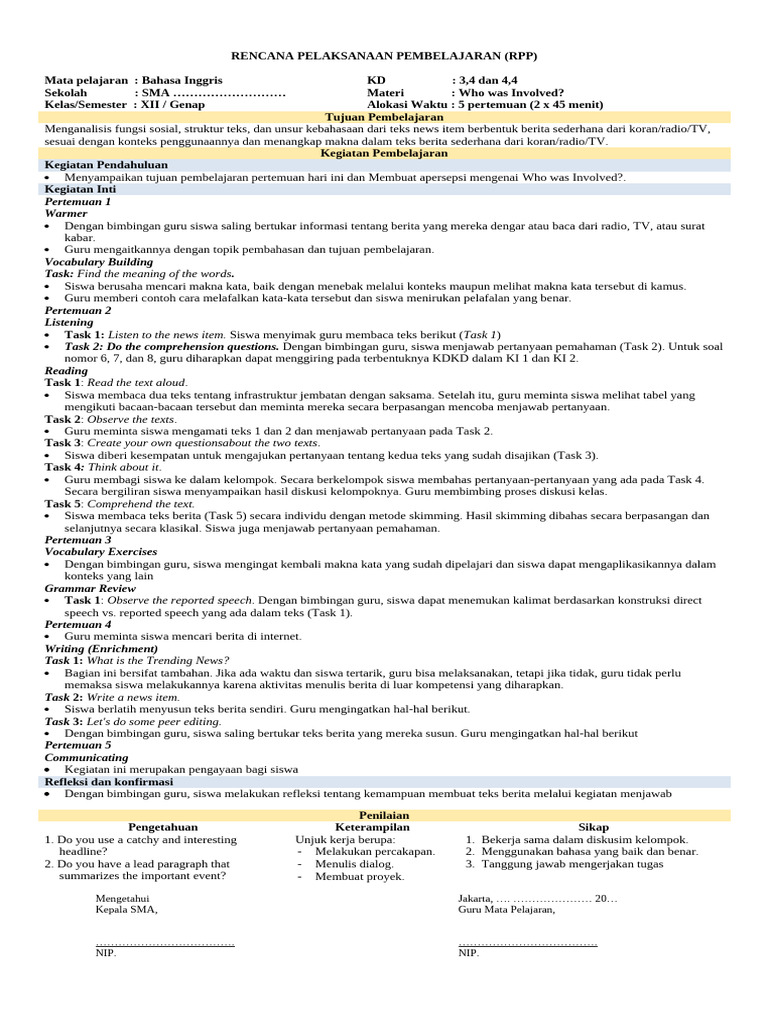 RPP Who Was Involved | PDF