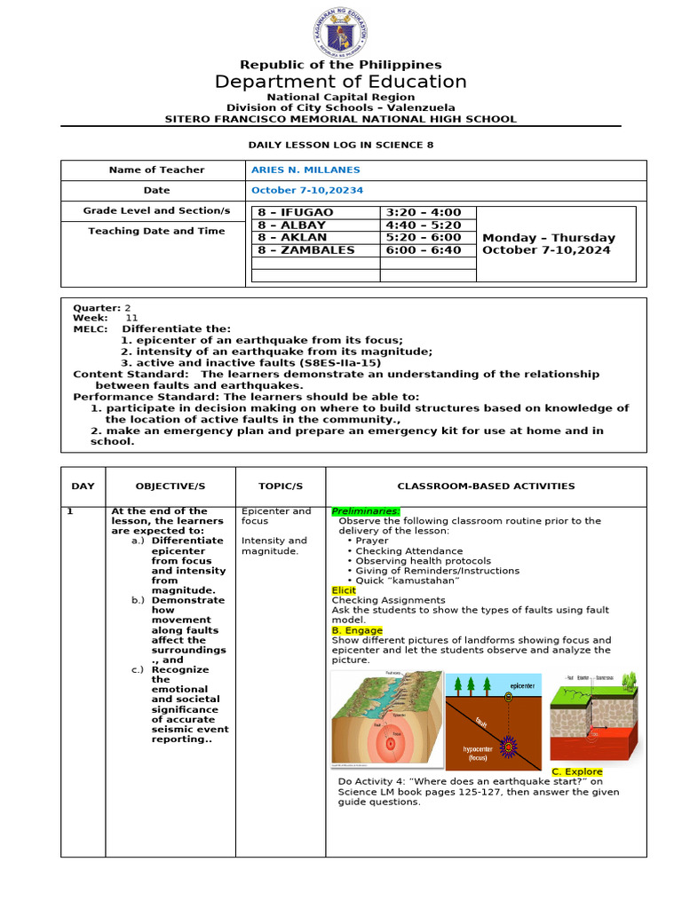 Quarter2 Week11 Epicenter vs. Focus - Magnitude vs. Intensity - Active ...