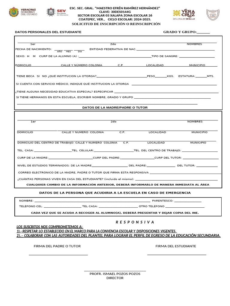 2 Formato de Cédula de Inscripcion 2024-2025 | PDF