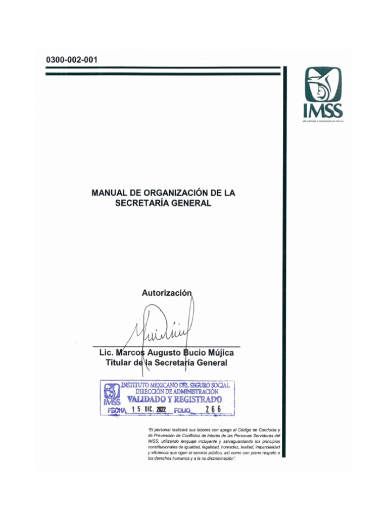 Manual Organización Secretaría IMSS | PDF | Gobierno