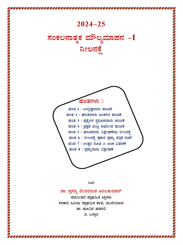 7th Kannada SA 1 Blue Print and QP With Answers by Anil | PDF