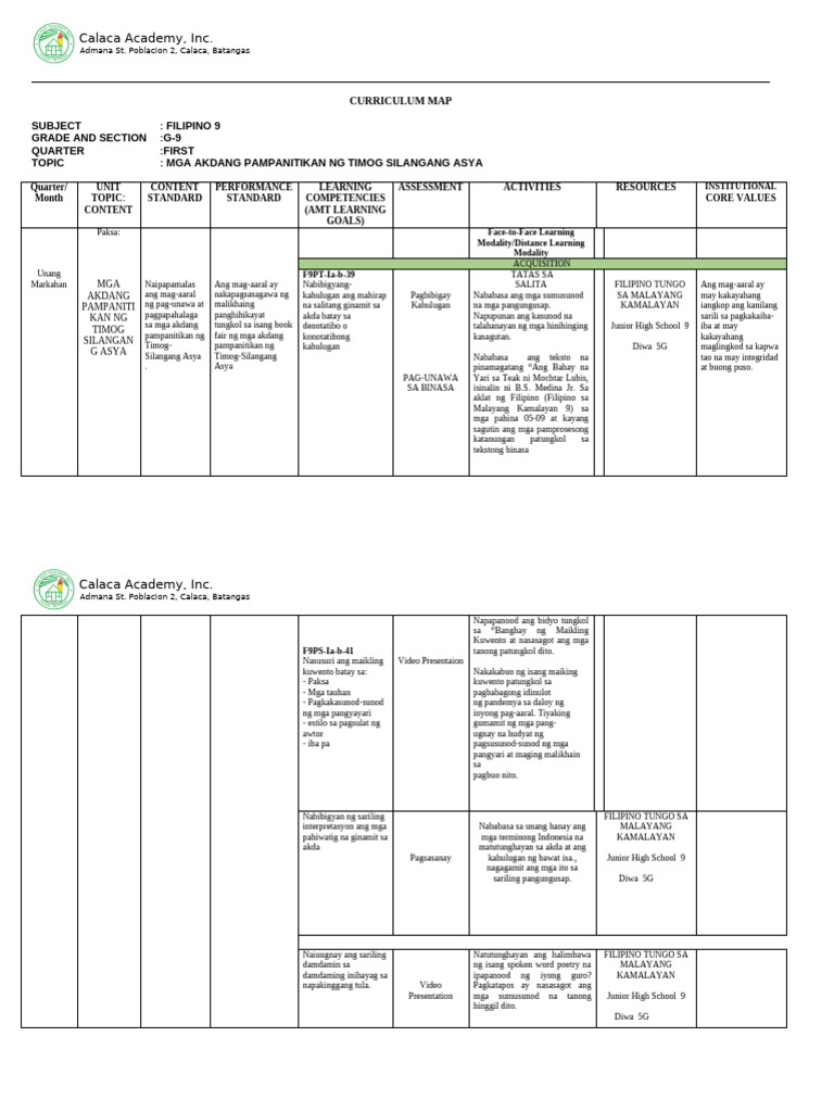 FIL - CMAP 1st Quarter | PDF