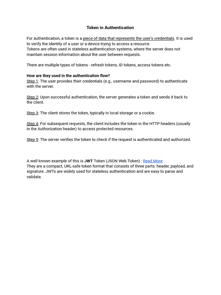 Token Usage in Authentication Flow | PDF