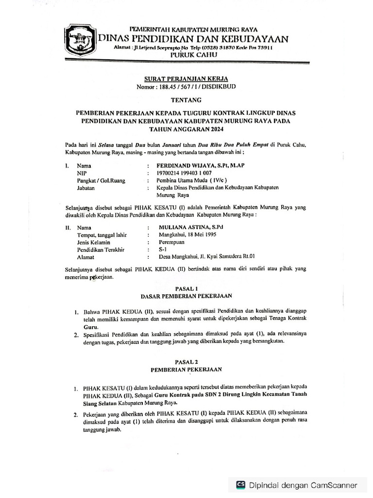 SK Dinas Muliana Astina 2024 | PDF