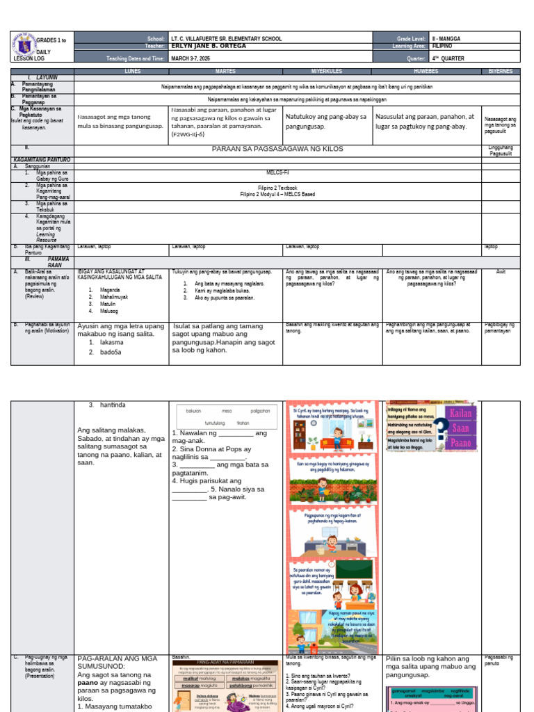 DLL FILIPINO-2 Q4 Week4 | PDF