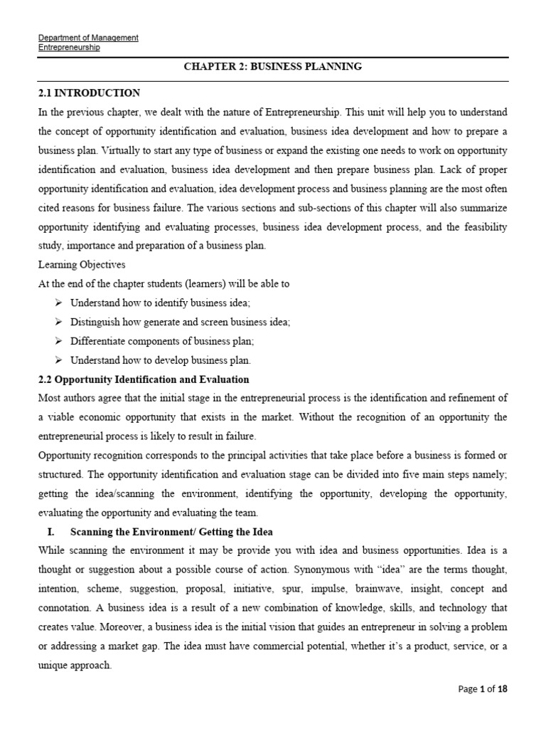 Entrepreneurship Chapter 2 | PDF | Entrepreneurship | Feasibility Study