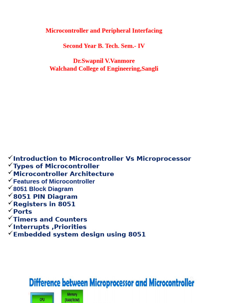 Introduction of 8051 | PDF | Microcontroller | Central Processing Unit