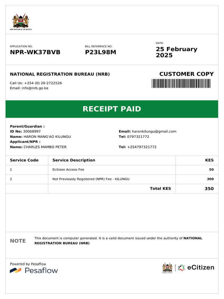 Npr Wk37bvb Nrb Receipt | PDF