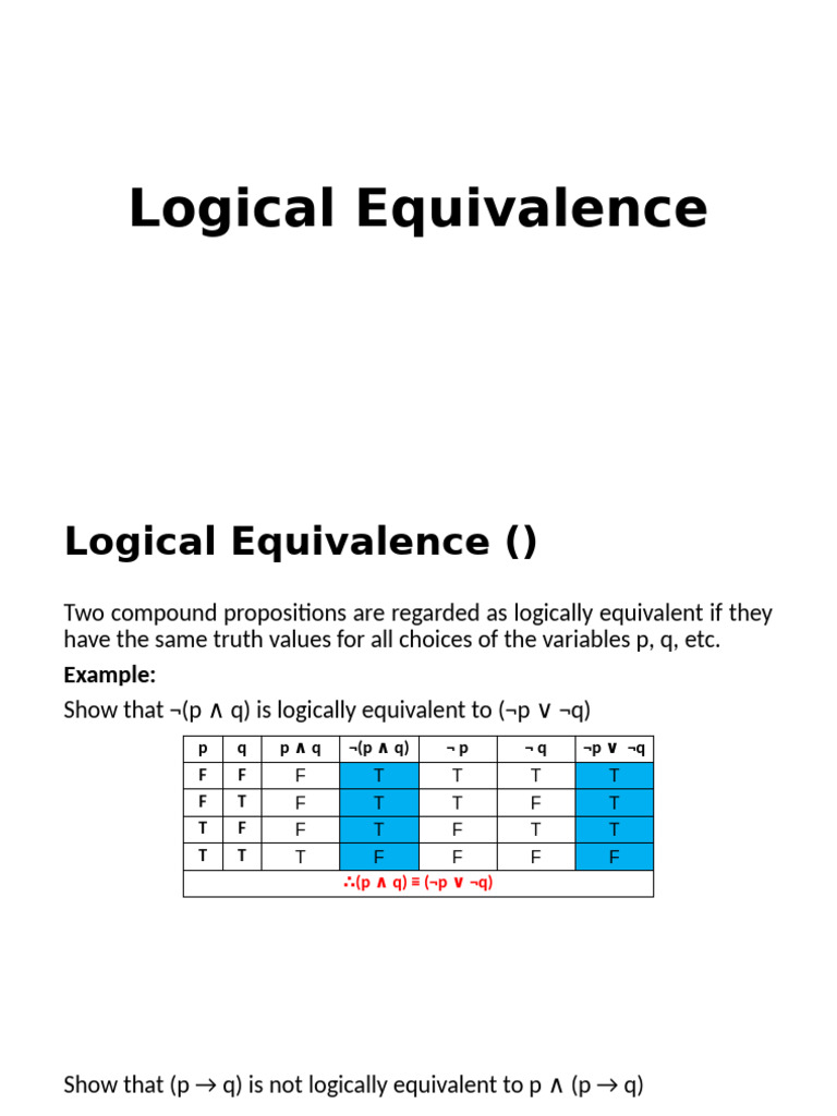 3 Logical Equivalence | PDF | Formalism (Deductive) | Logic