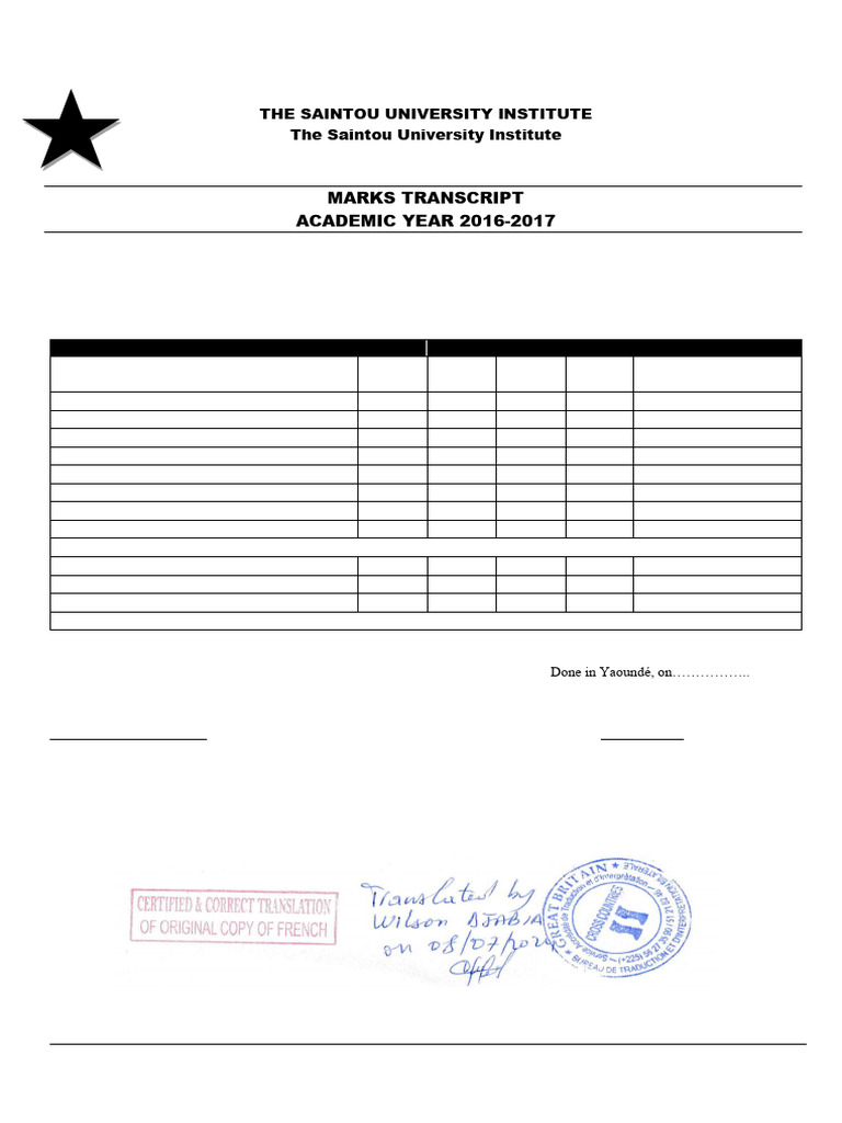 Bachelor Translated Transcript | PDF | Accounting | Economies