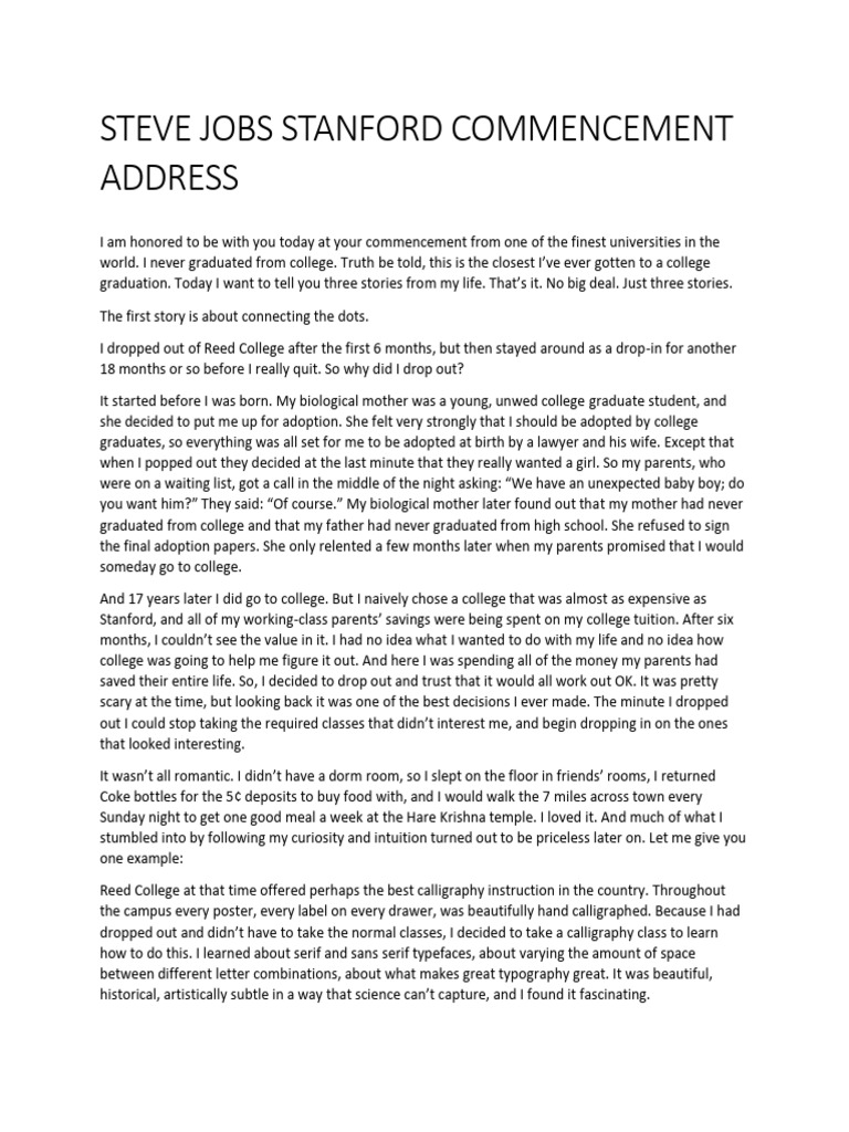 Steve Jobs Stanford Commencement Address | PDF | Typography | Typefaces