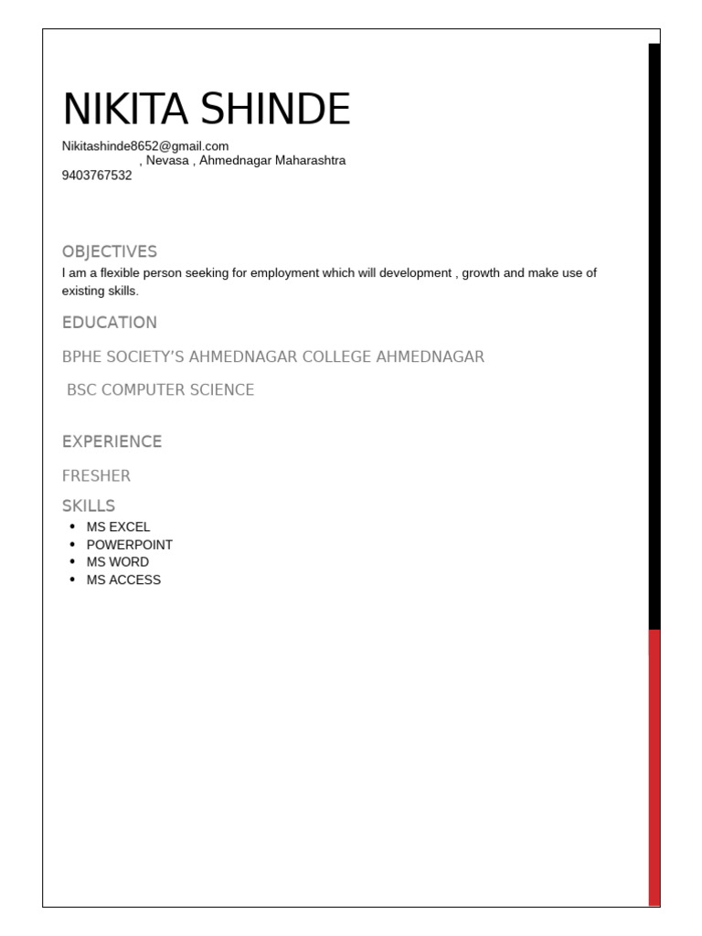 Nikita Shinde: Objectives | PDF