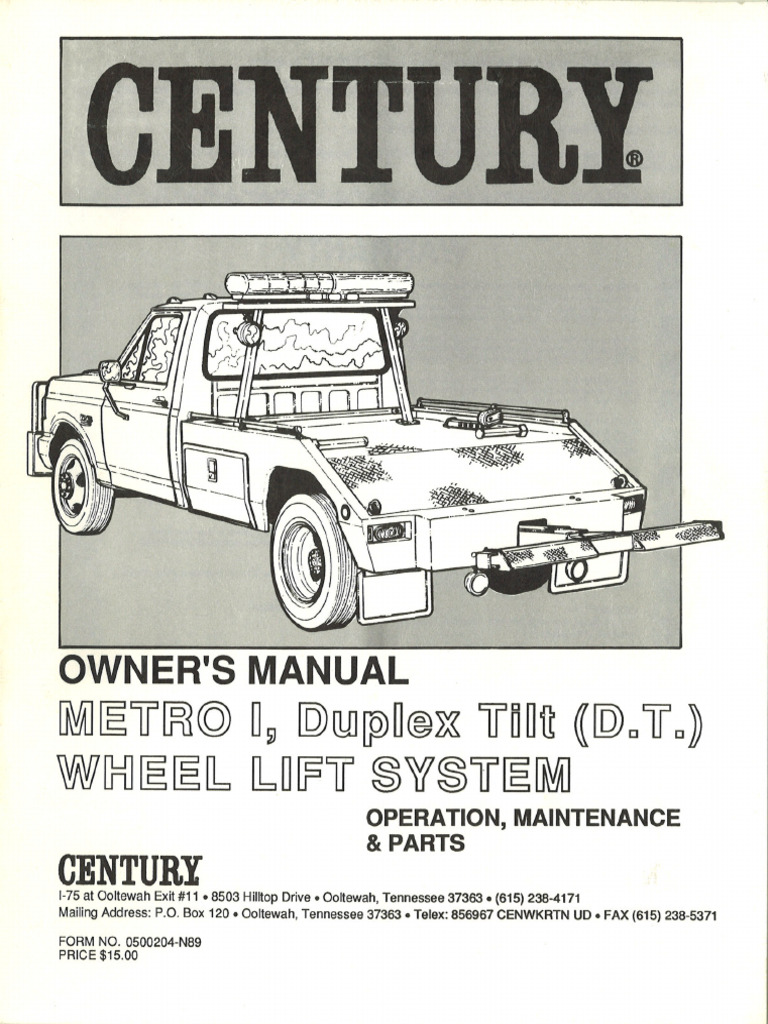 Century Metro I Duplex Tilt Wheel Lift System-Parts | PDF