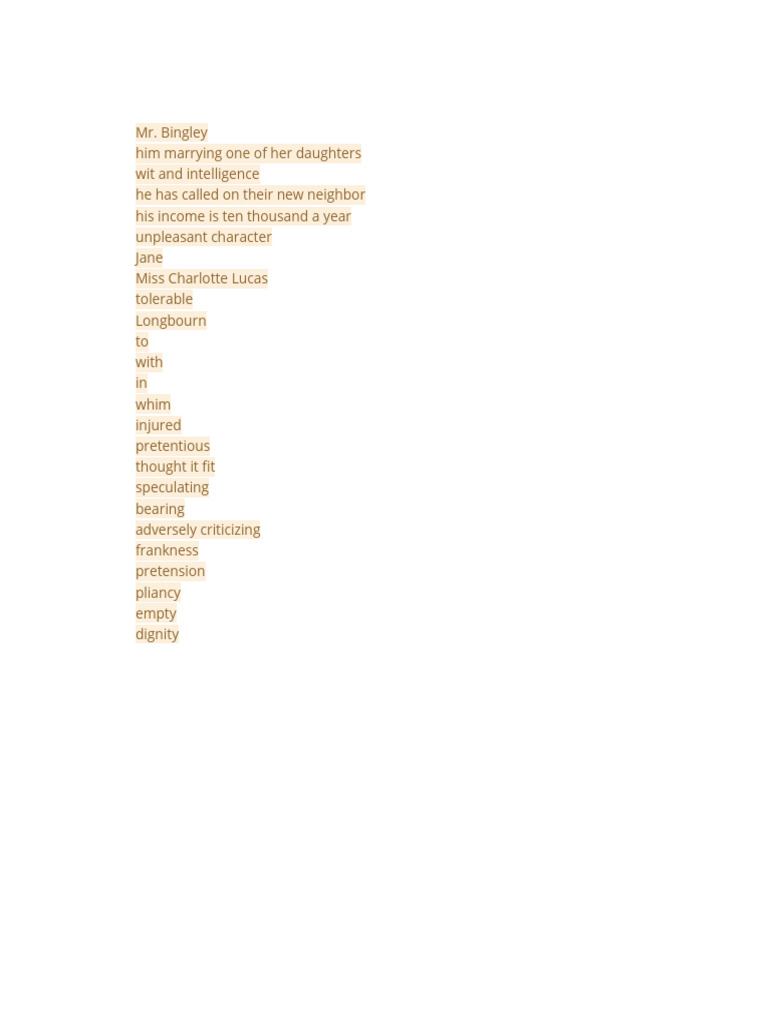 "Pride and Prejudice Chapter Summaries" | PDF | Pride And Prejudice ...