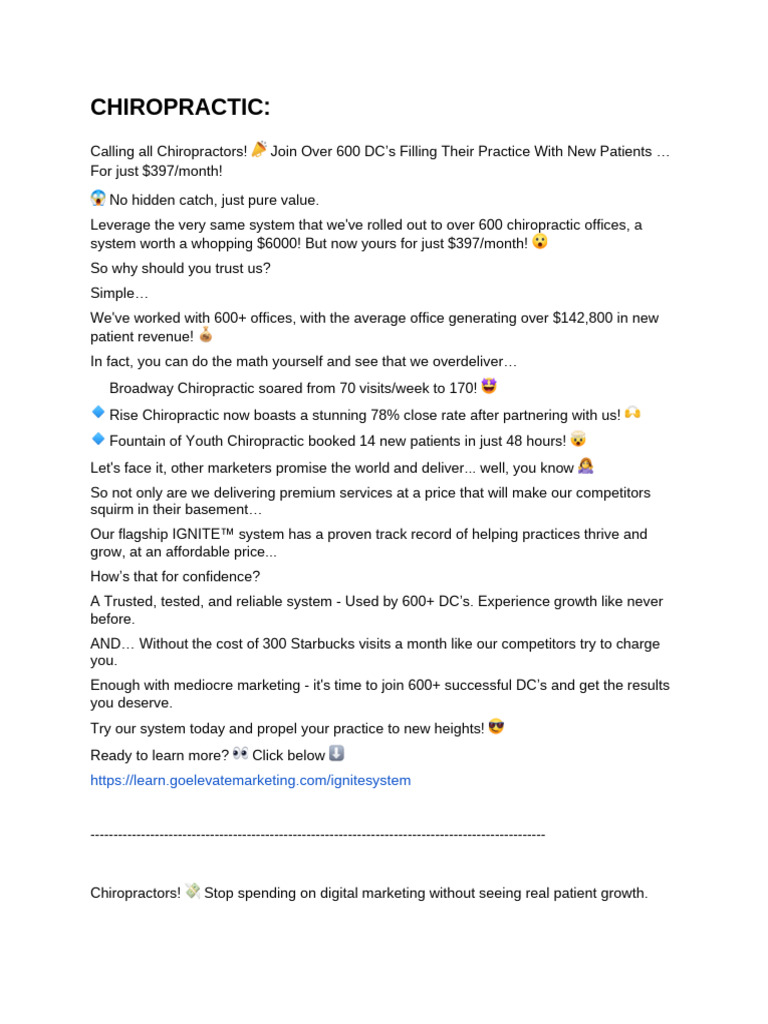 Steal My Ads Swipe File | PDF | Chiropractic | Dentist