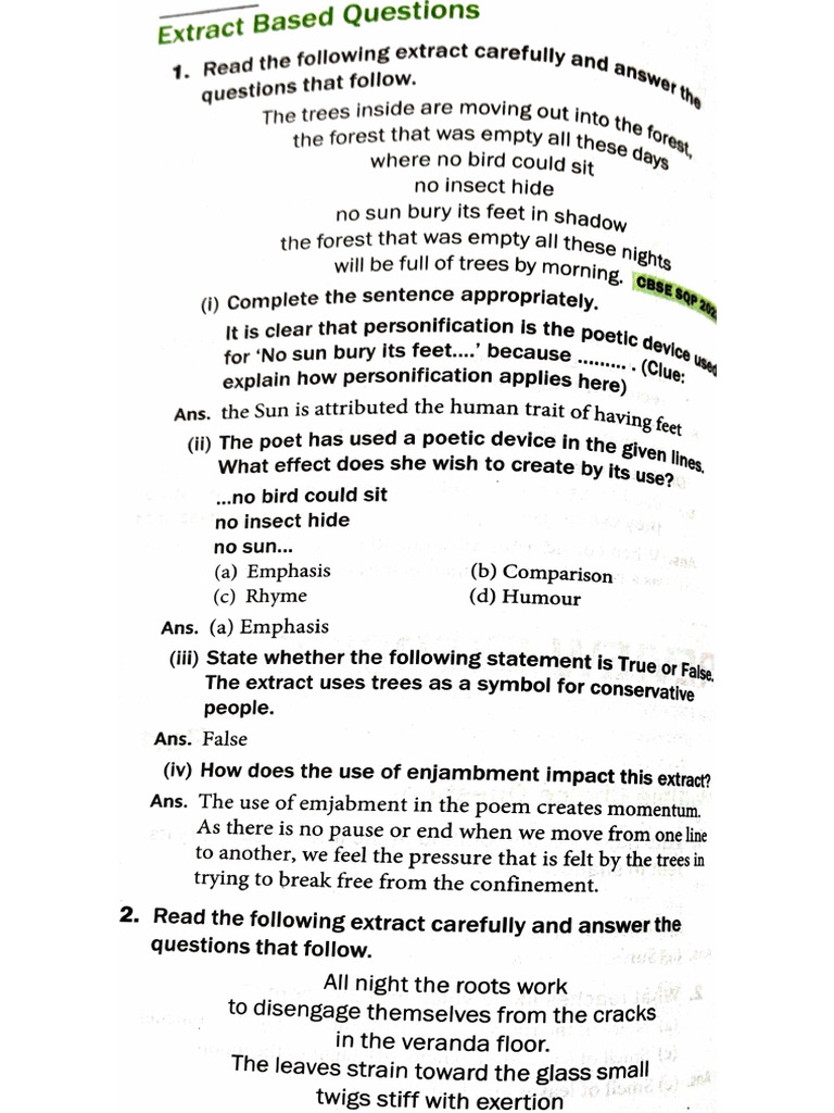 The Trees Class 10 | PDF
