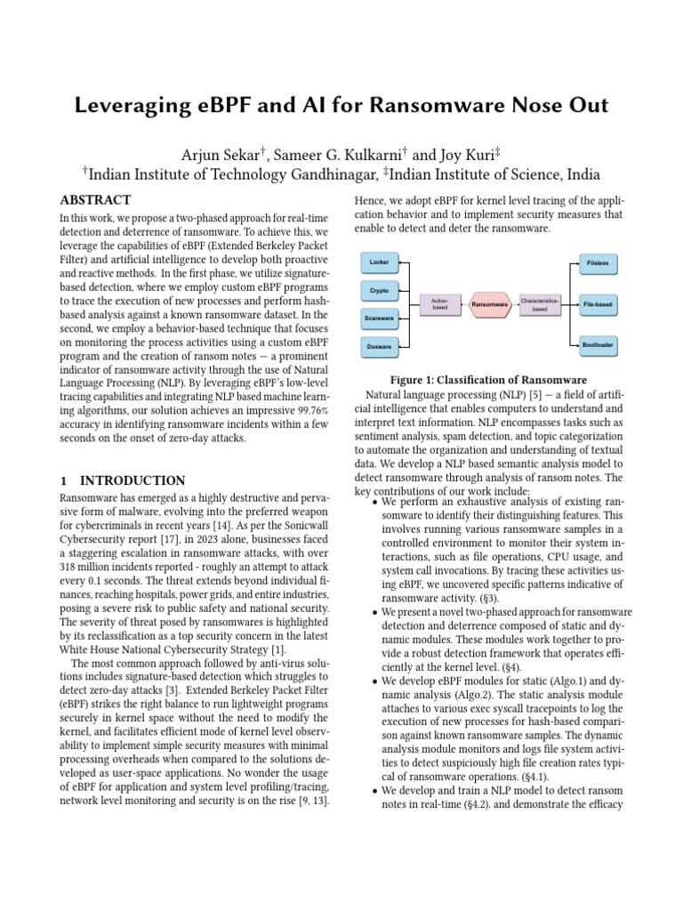 Leveraging eBPF and AI For Ransomware Nose Out | PDF | Ransomware | Malware