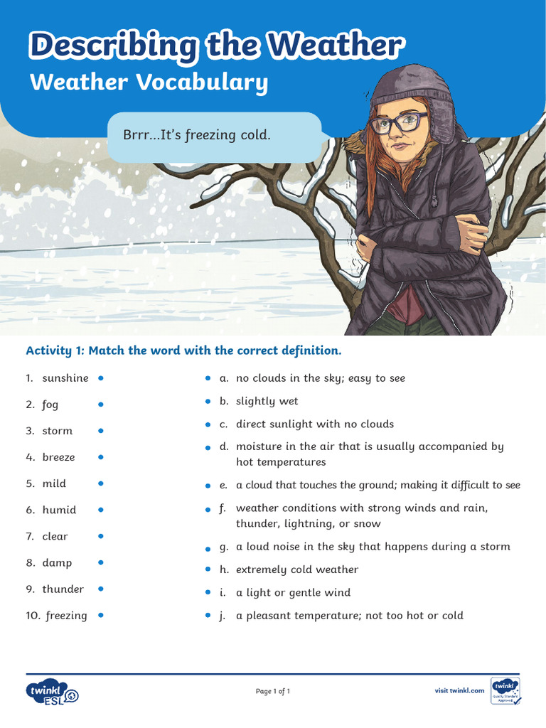 T e 1720536098 Esl Describing The Weather Vocabulary Worksheet Kids b1 ...