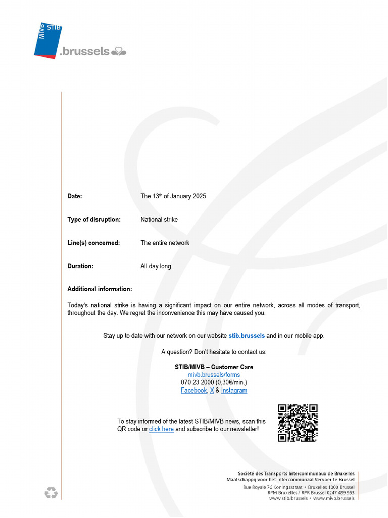 STIB Service Disruption Notice | PDF