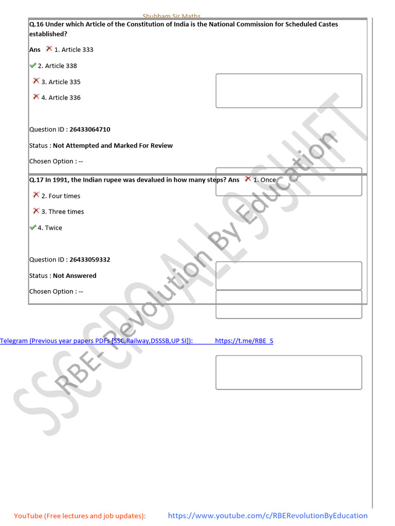 SSC CPO ALL 9 Shifts of 2022 (Questions With Correct Answers) Retake ...