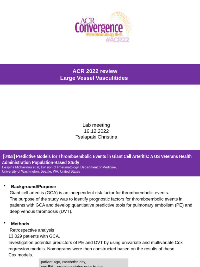 ACR 2022 Lab Meeting | PDF | Thrombosis | Medical Specialties