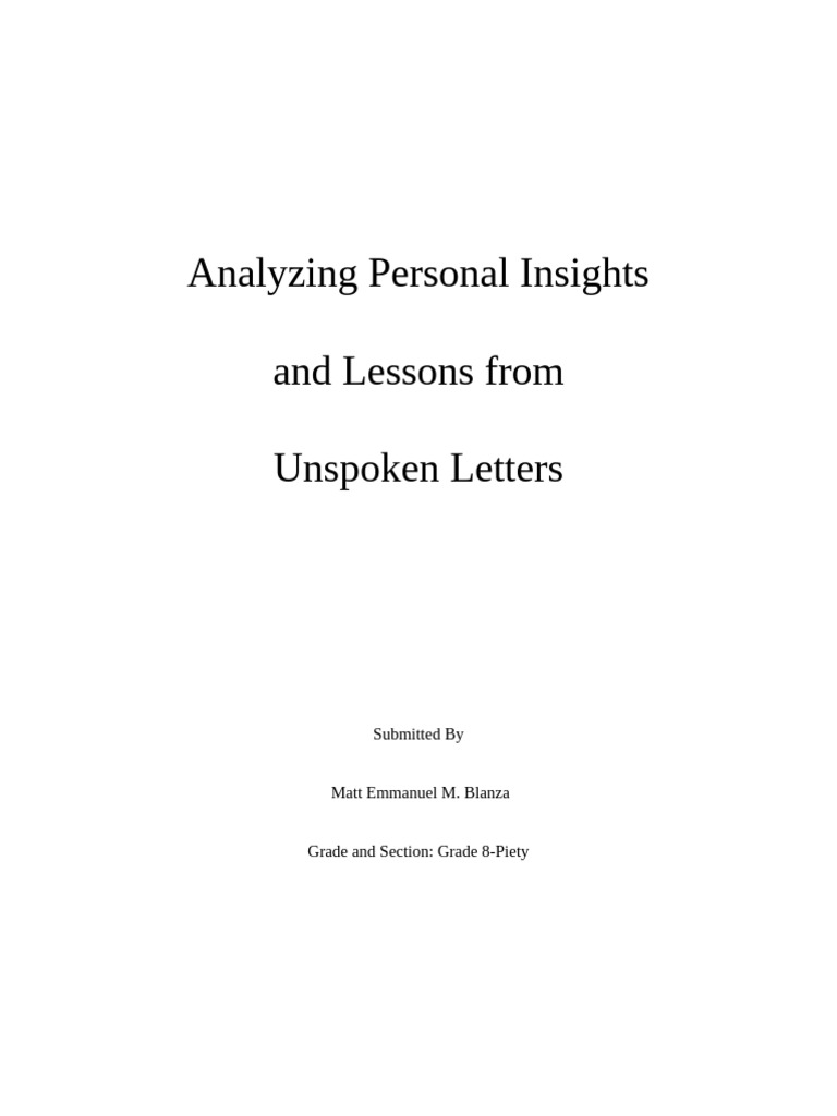 Unspoken Letters by Matt Blanza | PDF | Love | Cinematography