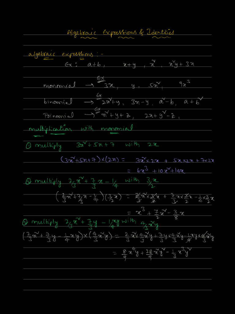 Algebraic Expressions and Operations Guide | PDF | Division ...